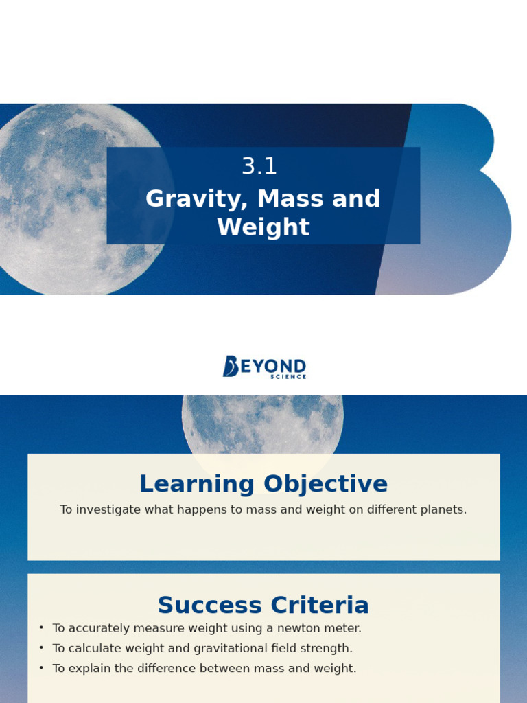 3.1 Gravity, Weight & Mass | PDF | Weight | Gravity
