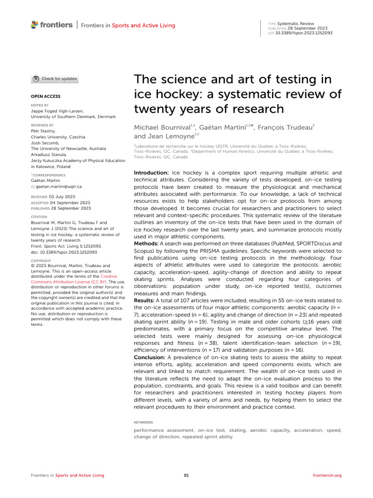 Hockey eval part b | PDF | Systematic Review