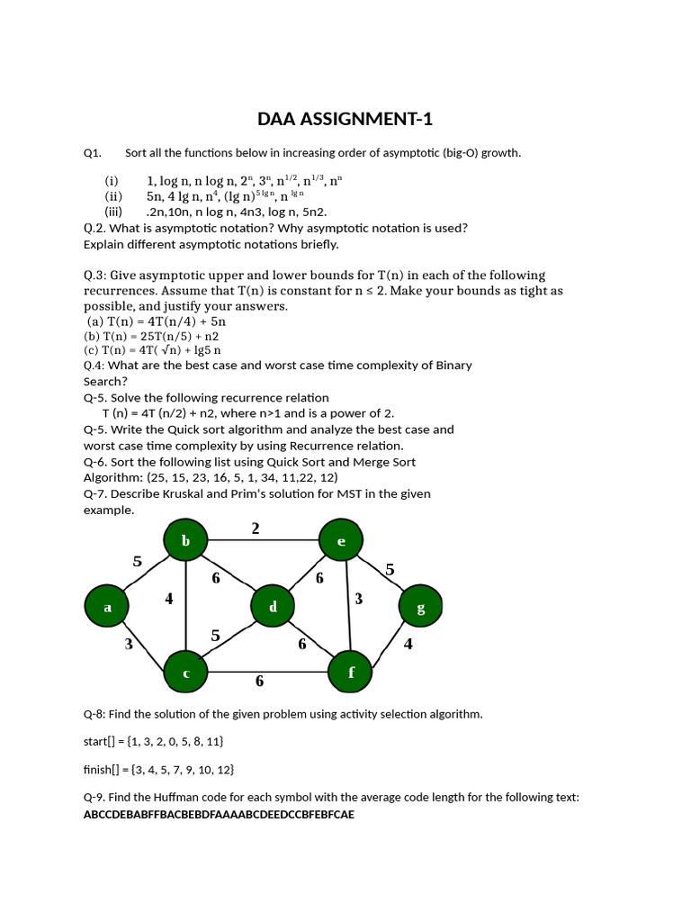 DAA Assignment-1 | PDF