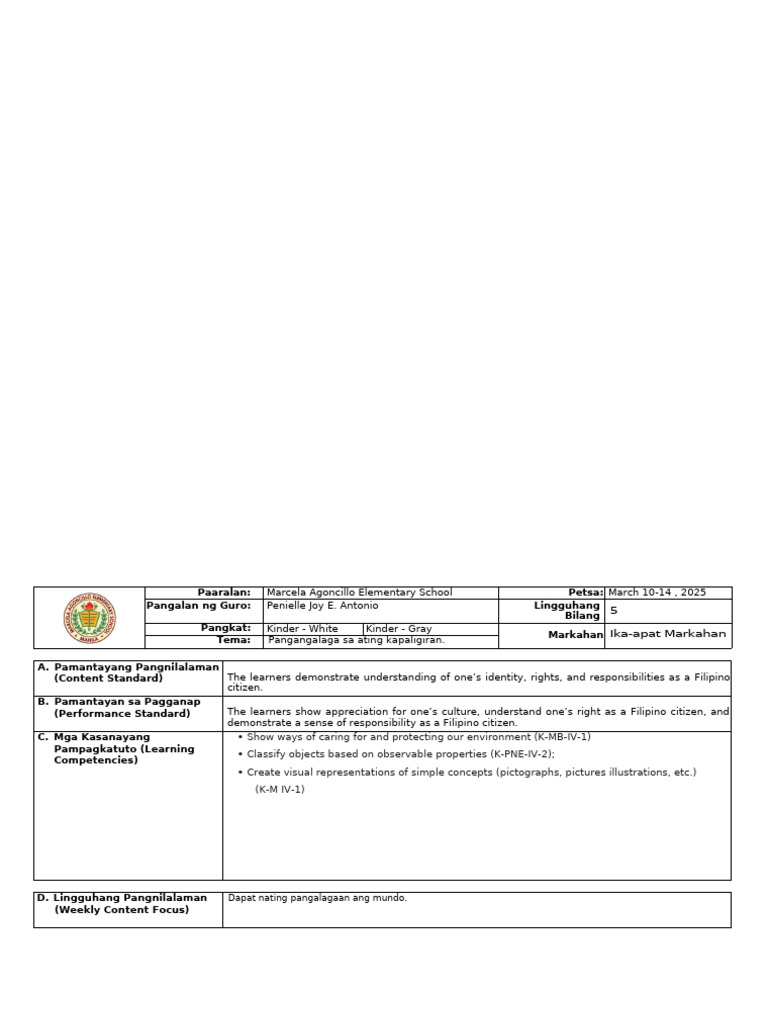 Week35 Matatag Lp Exemplar | PDF