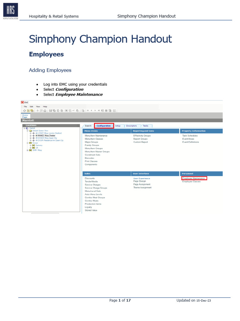 Simphony EMC Employee Management Guide | PDF | Point Of Sale | Computing