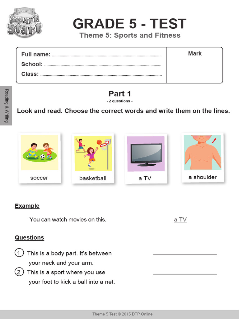 I-Learn Smart Start Grade 5 Theme 5 - Reading & Writing Test | PDF