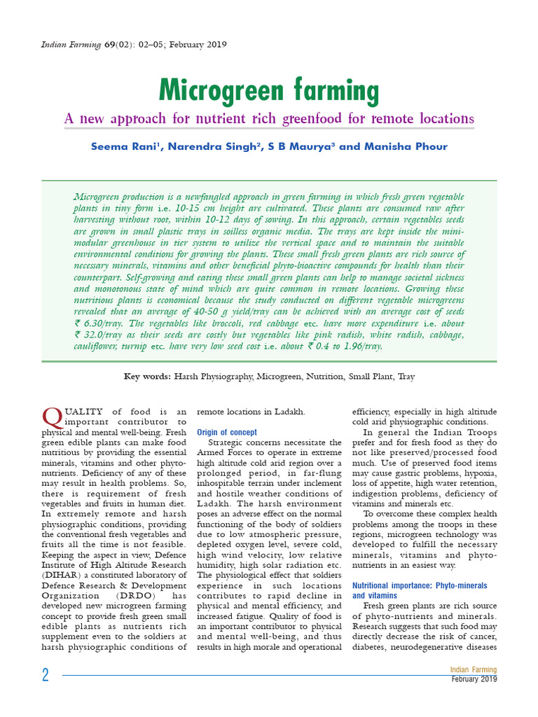 Ojsadmin,+01+Microgreen+Farming | PDF | Sowing | Vegetables