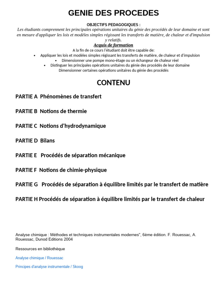 Cours de Génie des Procédés PDF | PDF