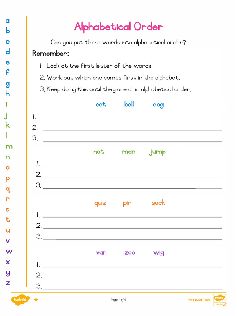 Alphabetical Order Differentiated Activity Sheet | PDF