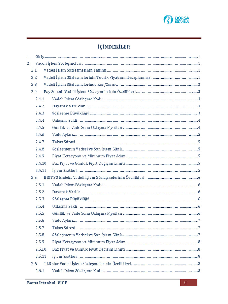 VIOP Tanitim Kitapcigi Vadeli Islem Sozlesmeleri | PDF