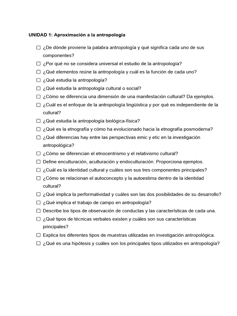 Examen Antropología Preguntas | PDF | Evolución | Antropología