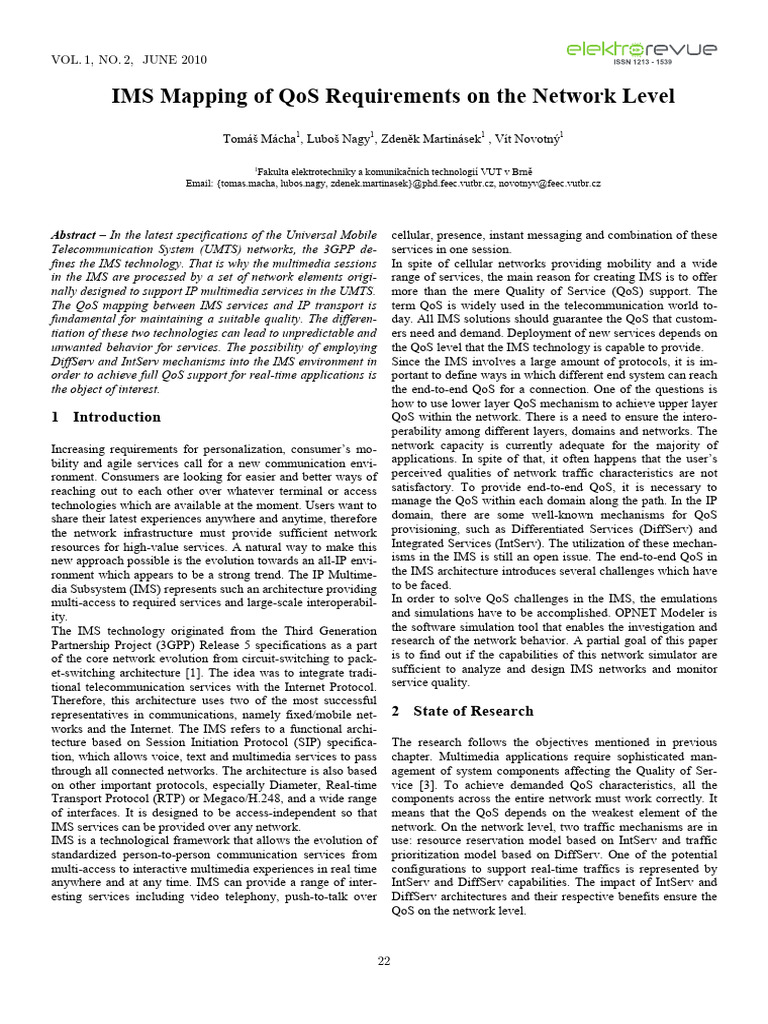 IMS Mapping of QoS Requirements On The N | PDF | Quality Of Service ...