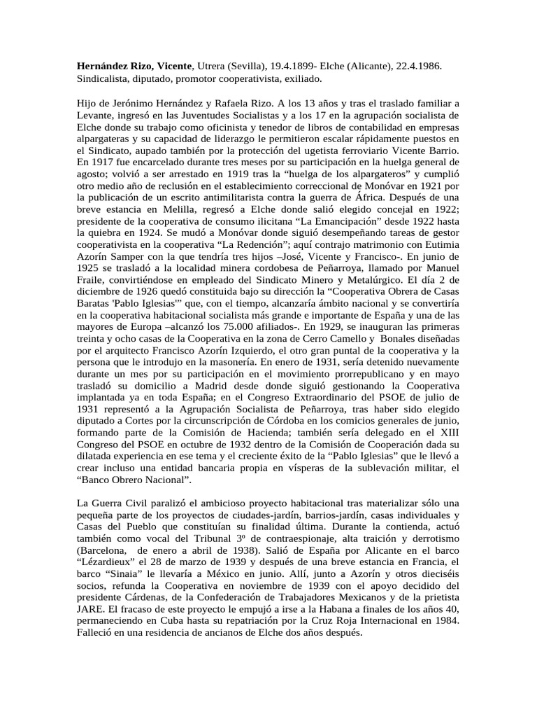 Vicente Hernández Rizo | PDF | Madrid | España