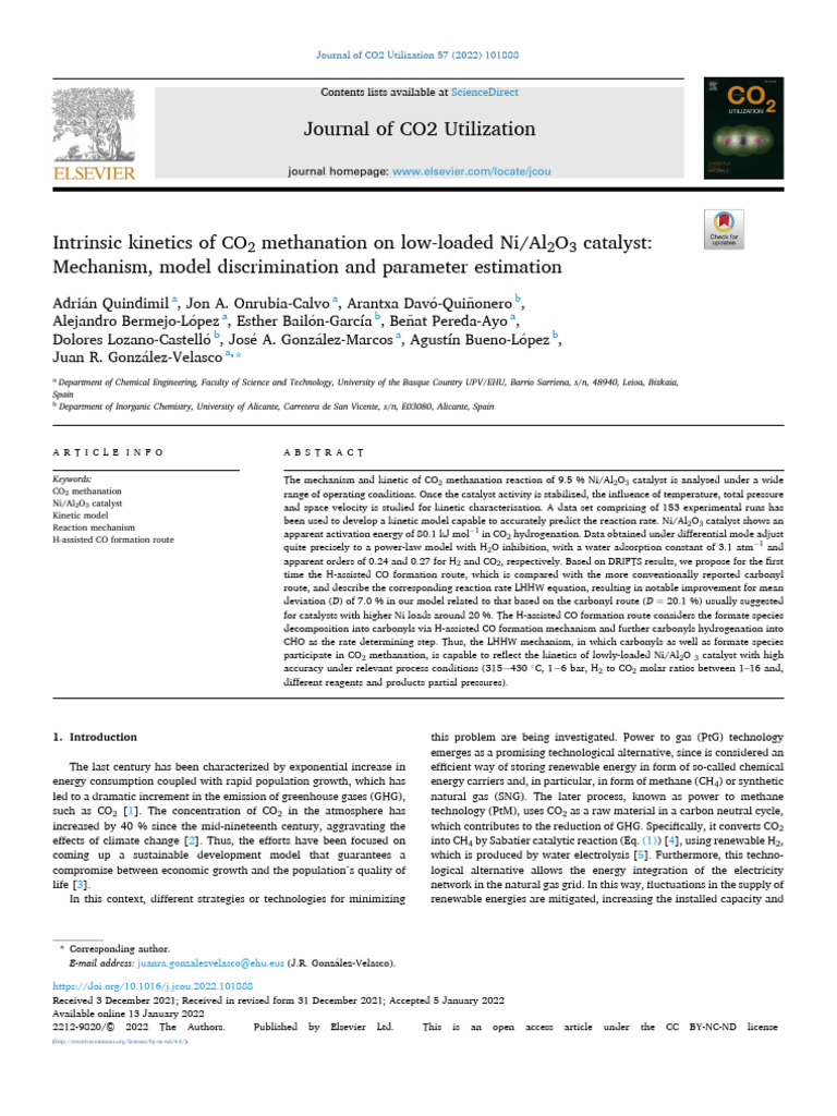 Intrinsic kinetics of CO2 methanation on low-loaded Ni_Al2O3 catalyst ...