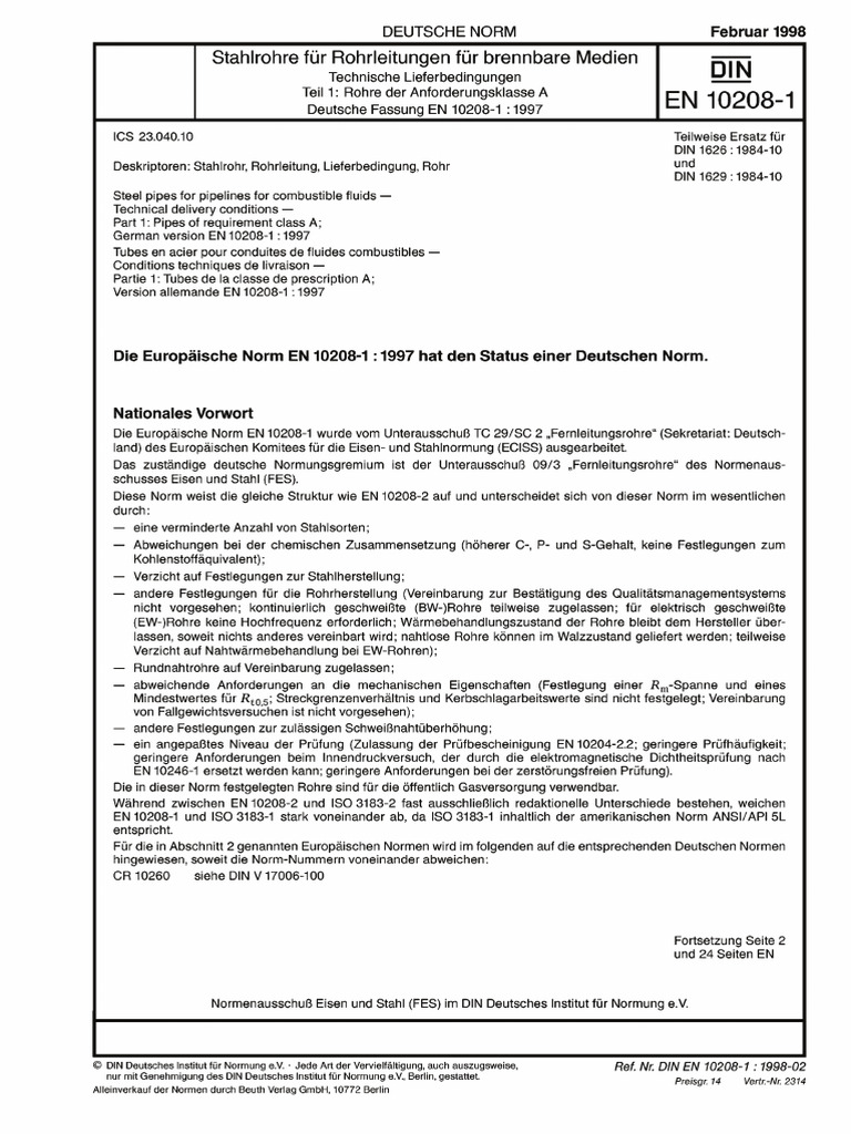 Din en 10208-1 | PDF