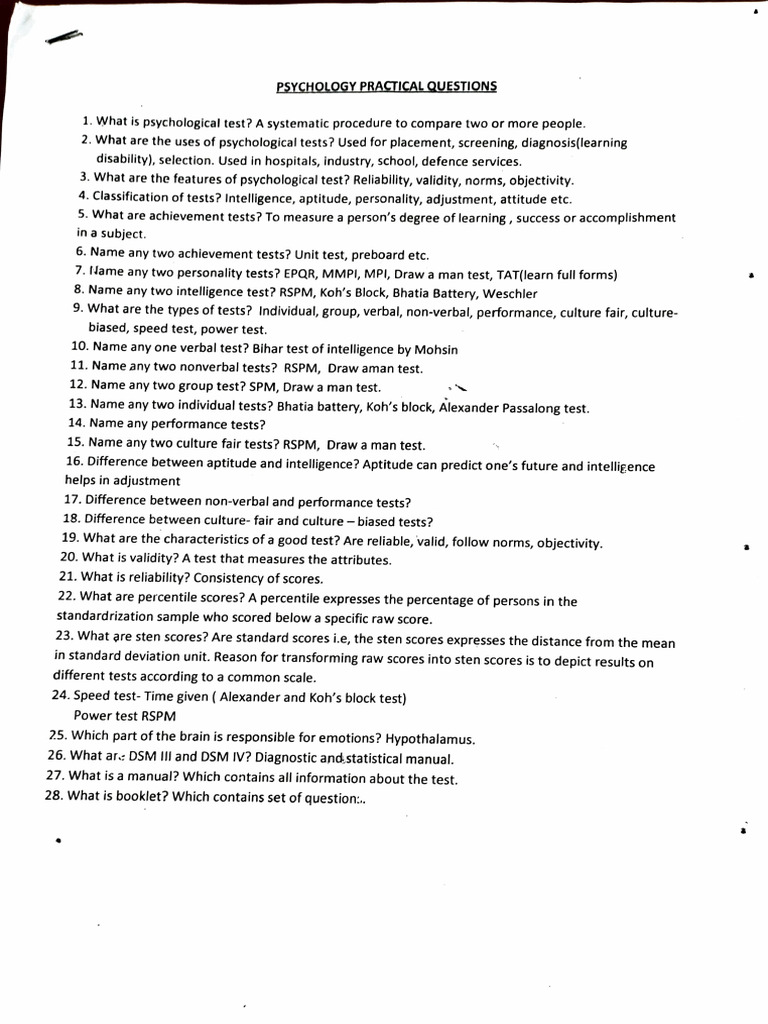 Psychology Practical Questions | PDF | Extraversion And Introversion | Intelligence