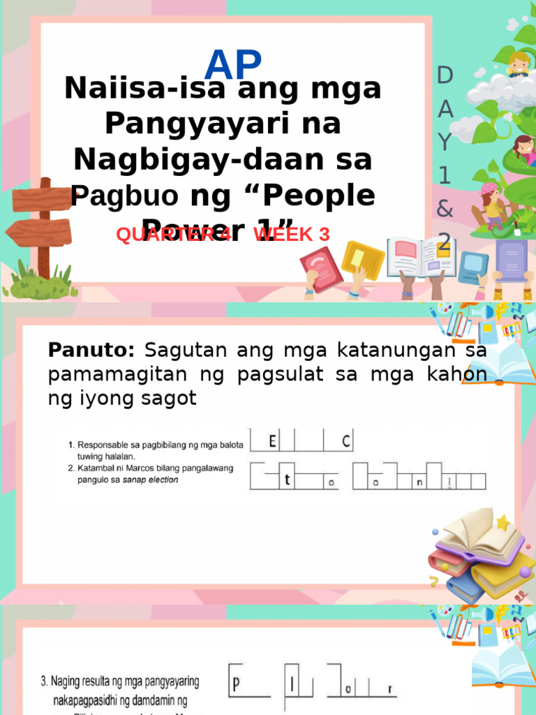 Naiisa-Isa Ang Mga Pangyayari Na Nagbigay-Daan Sa NG "People Power 1" | PDF