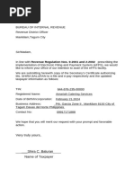 Letter of Intent To BIR For eFPS Enrolment | PDF | Business | Finance ...
