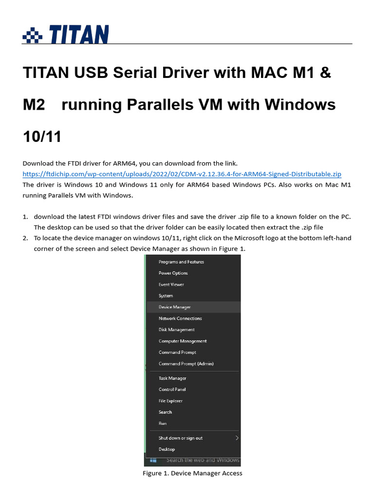 TITAN USB Serial Drivers Installation | PDF