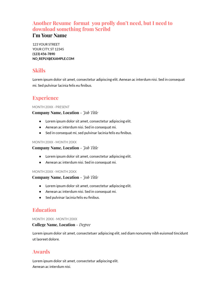 Alternative Resume Format Guide | PDF