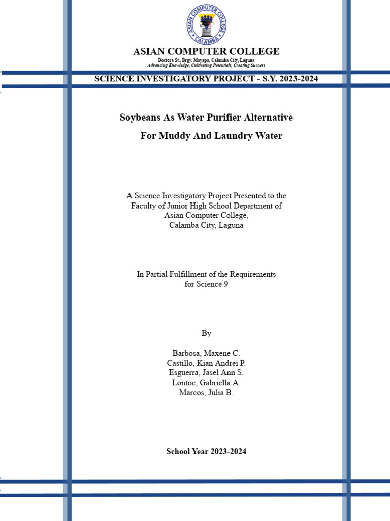 Marcos Et. Al - Investigatory Project | PDF | Water | Environmental Science