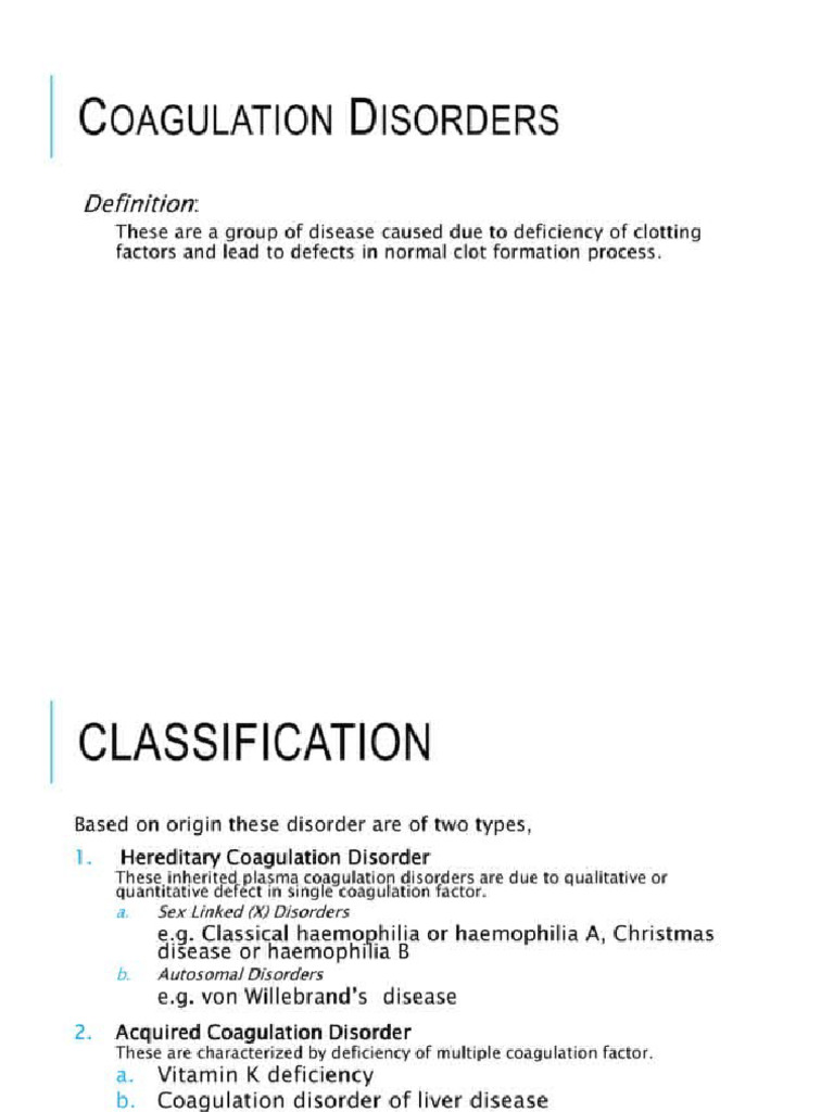 Coagulation Disorders | PDF