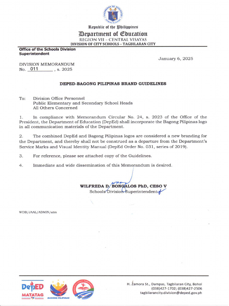 DM No. 011 S. 2025 Deped Bagong Pilipinas Brand Guidelines | PDF