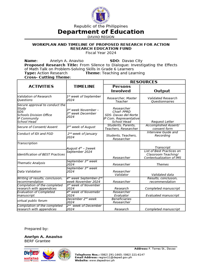 Workplan And Timeline Template Pdf Procedural Knowledge Cognition