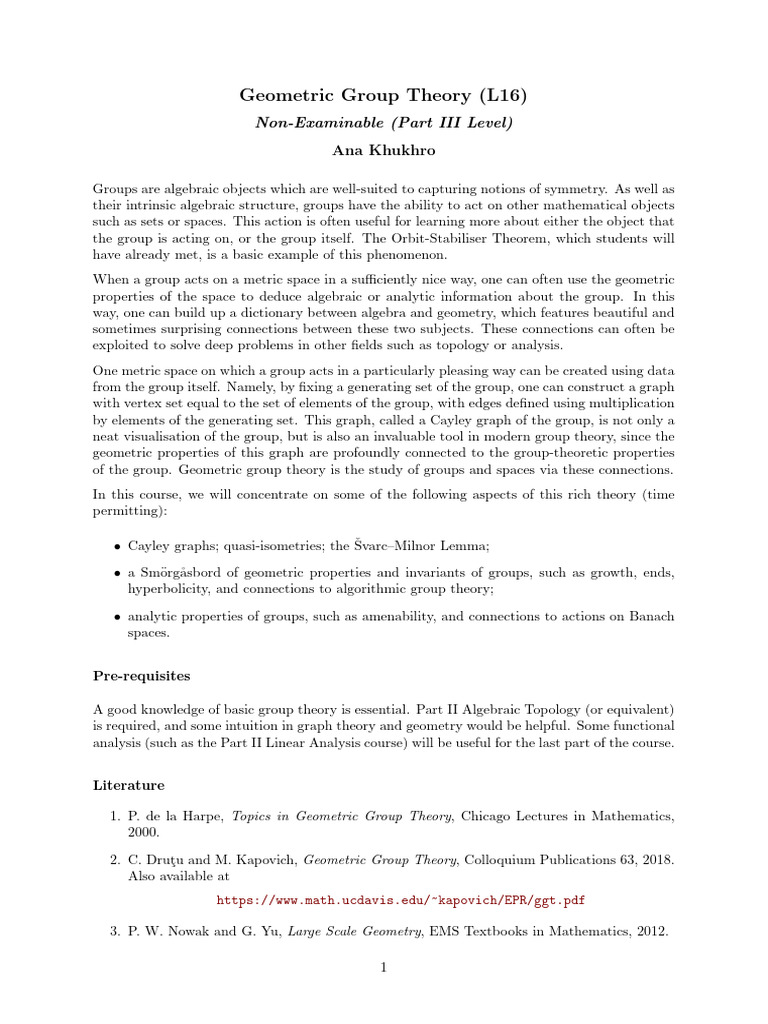 Part III - Differential Geometry and Topology - Geometric Group Theory ...