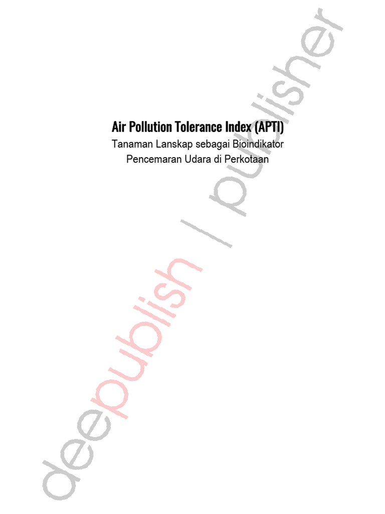 Air Pollution Tolerance Index (APTI) - BOOK | PDF