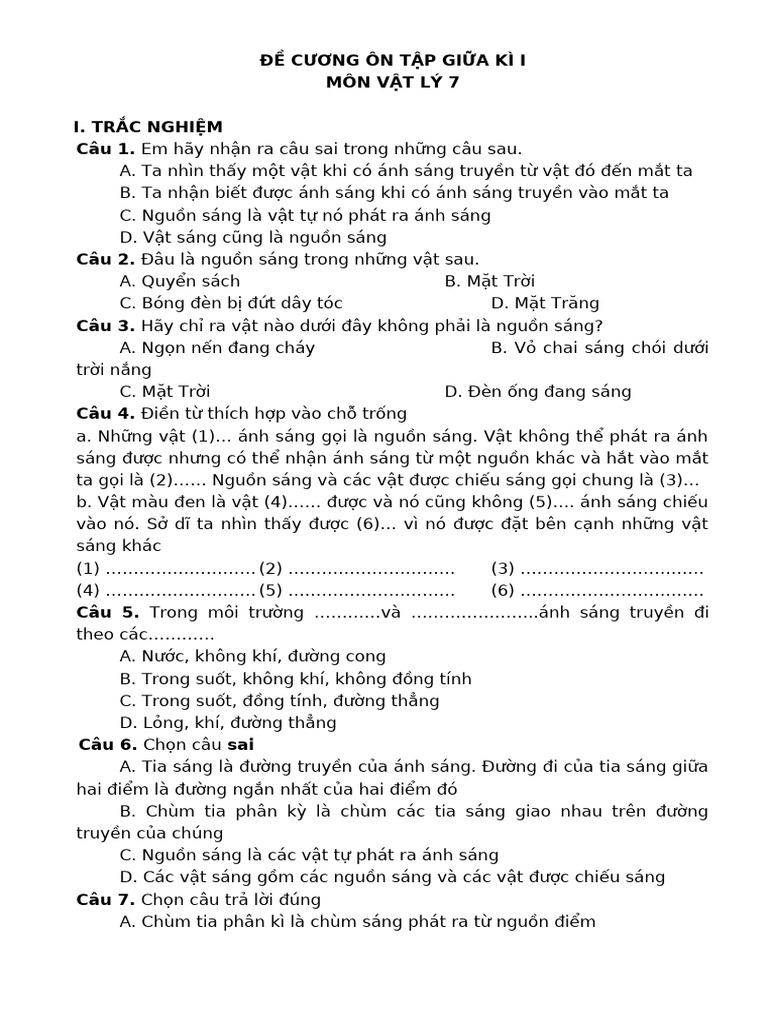 VL7. ĐC ôn tập giữa kì | PDF
