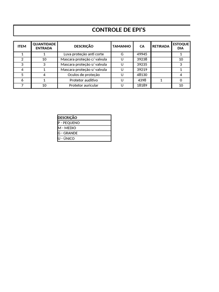 Controle de EPIs | PDF