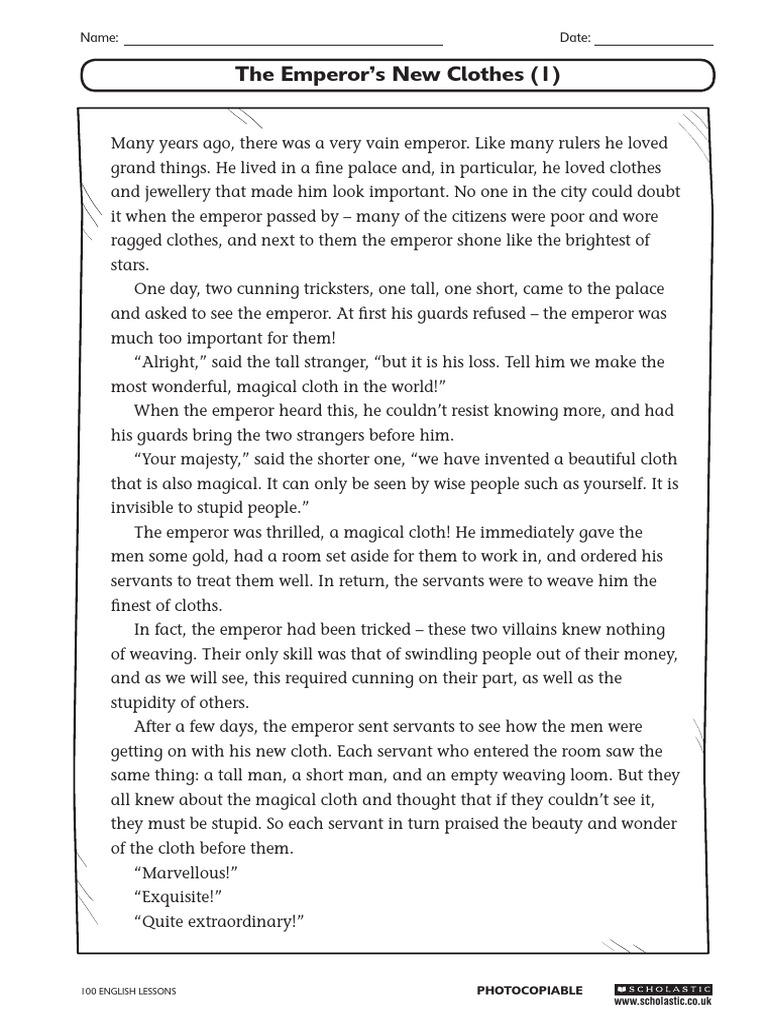 The Emperor's New Clothes Summary | PDF | Weaving