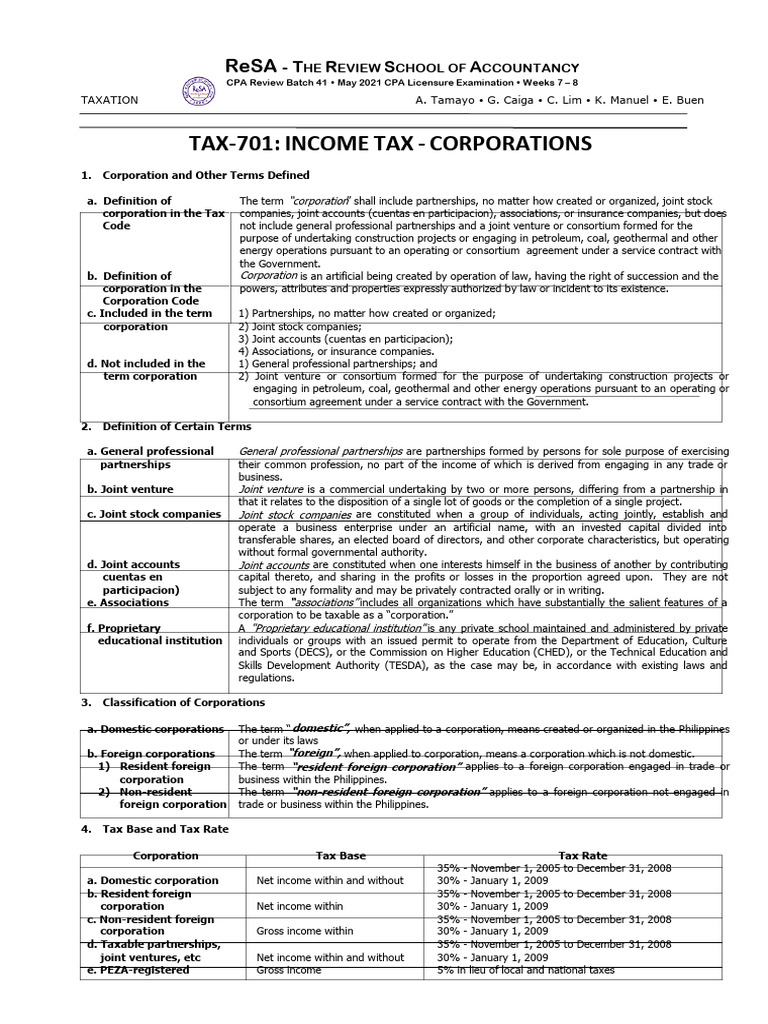 Tax 701 Lecture Notes 222 - Compress | PDF | Tax Deduction | Gross Income
