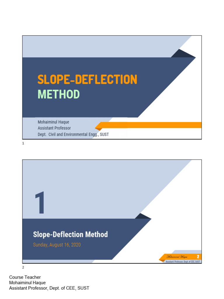 Slope Deflection Method Lecture 1 | PDF | Beam (Structure) | Bending