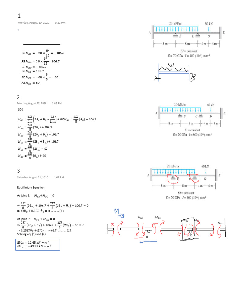 Slope Deflection, Problem 1 | PDF