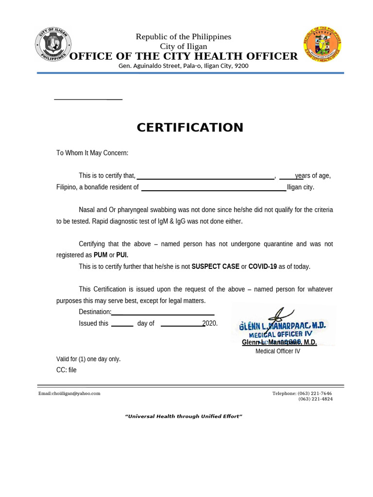 Medical Cert. 01 | PDF