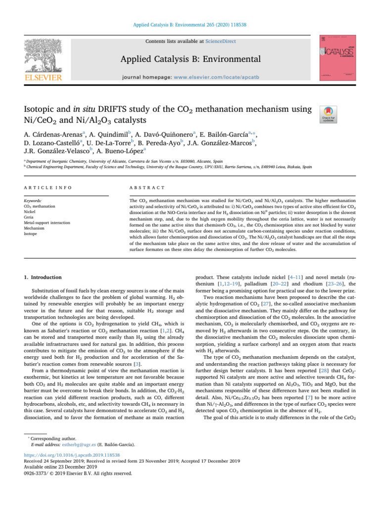 Isotopic and in Situ DIFTS Study | PDF | Catalysis | Chemical Reactions