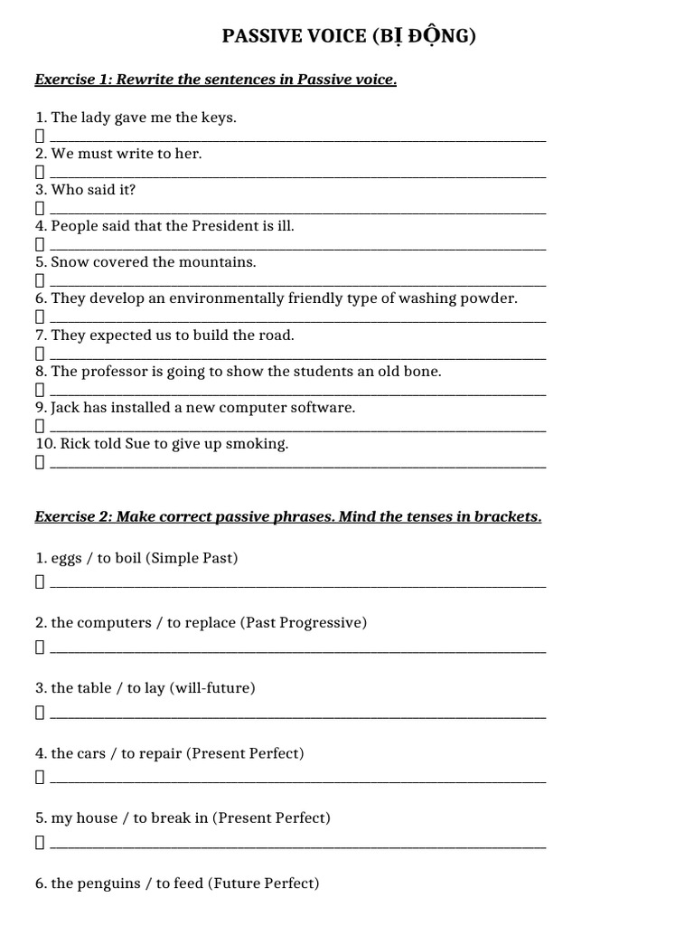 Passive Voice - Ôn Thi Gi A HK2 (Grade 8) | PDF | Perfect (Grammar) | Language Mechanics