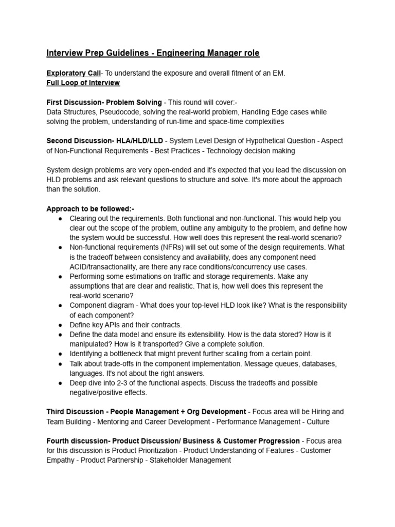 Interview Prep Guideline - EM+ | PDF | Databases | Computing
