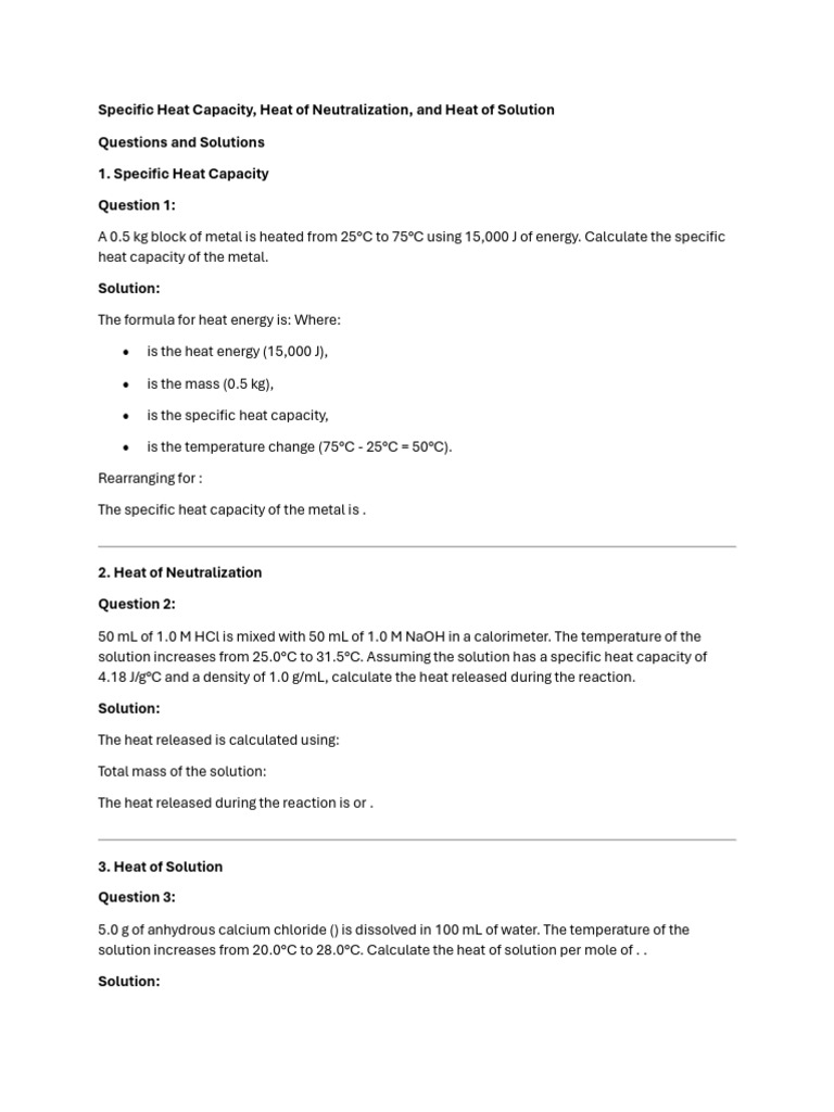 Specific Heat Capacity | PDF