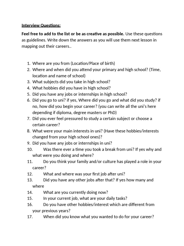 Career Path Interview Guide | PDF