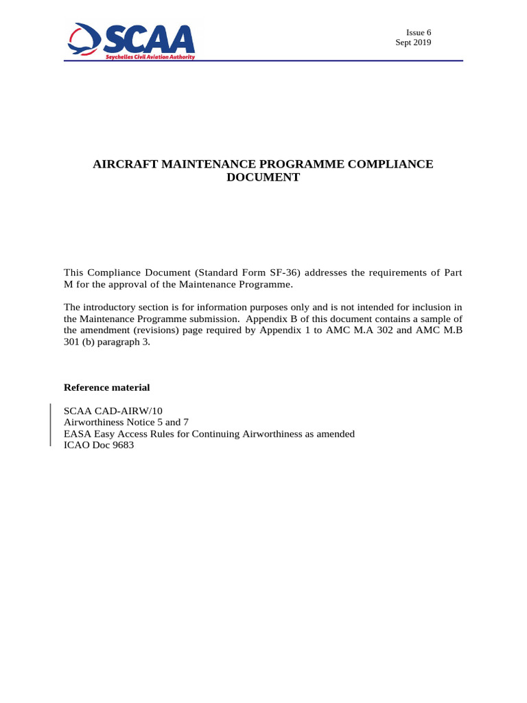 SF36 - Aircraft Maintenance Programme Compliance Document - Commercial Air Transport | PDF ...