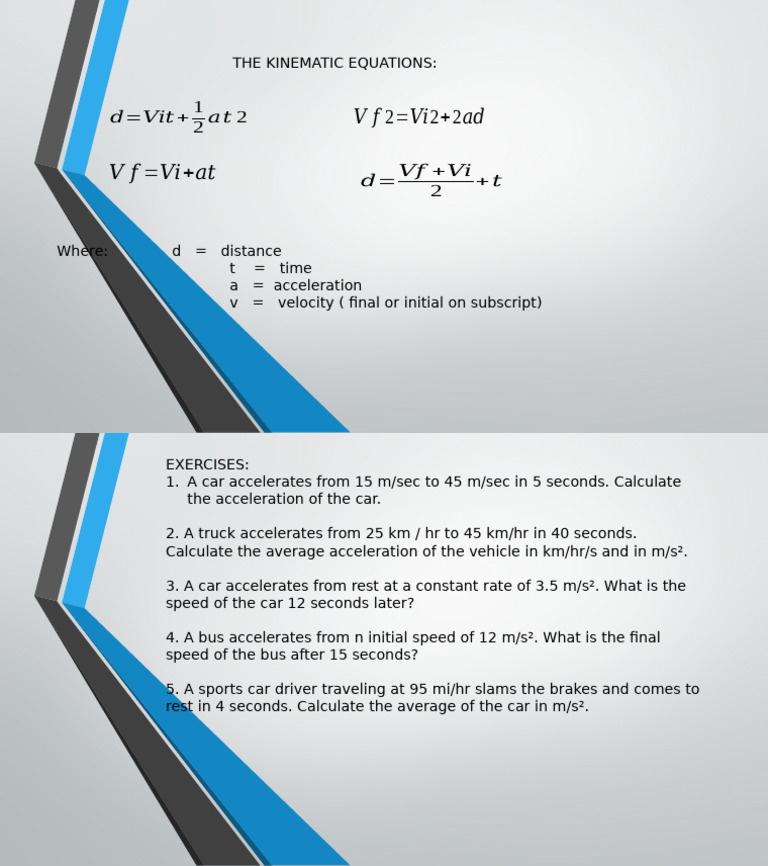 Exercises 1D Kinematics | PDF
