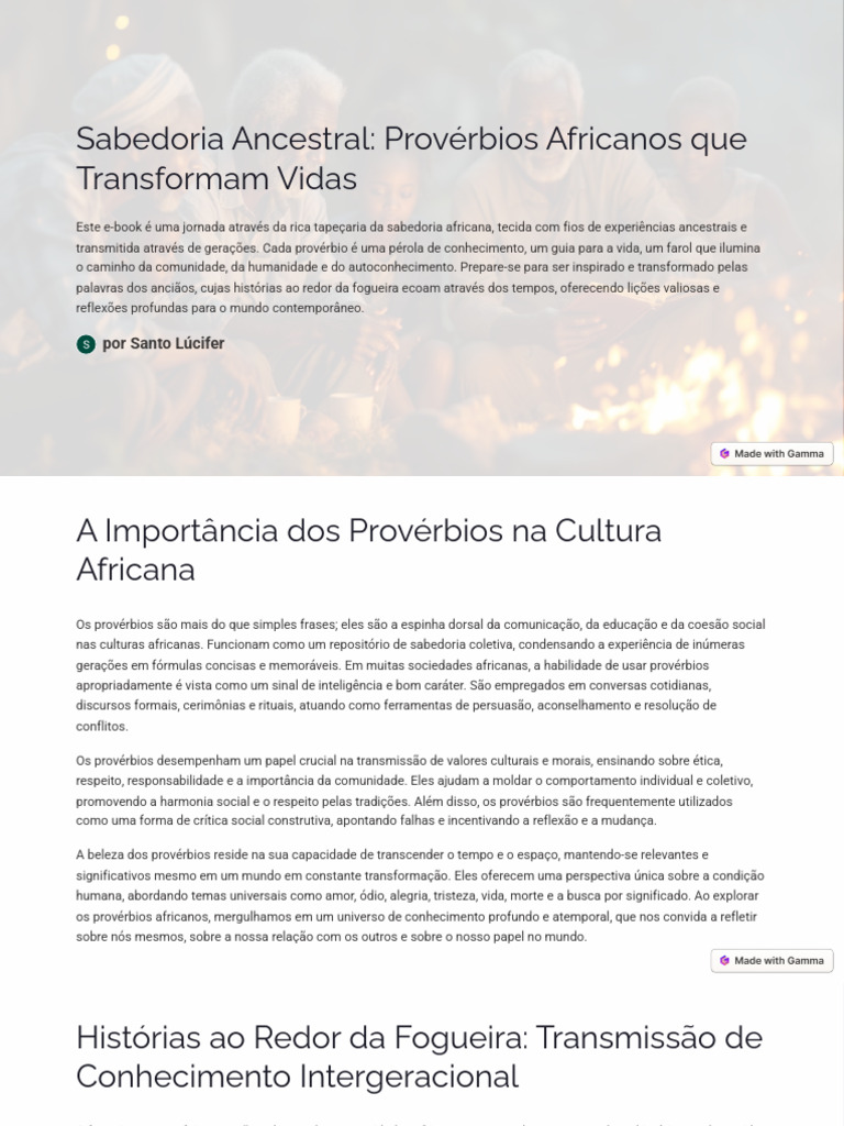 Sabedoria Ancestral: Provérbios Africanos | PDF | Sabedoria | Livro dos ...