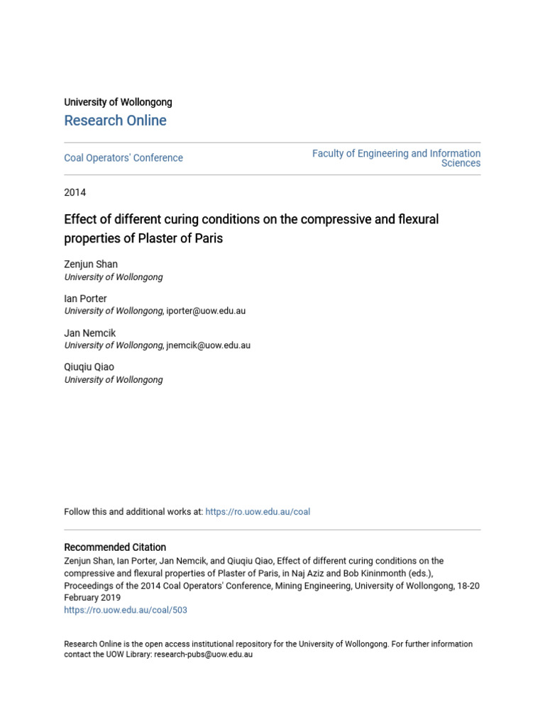 Effect of Different Curing Conditions On | PDF | Plaster | Bending