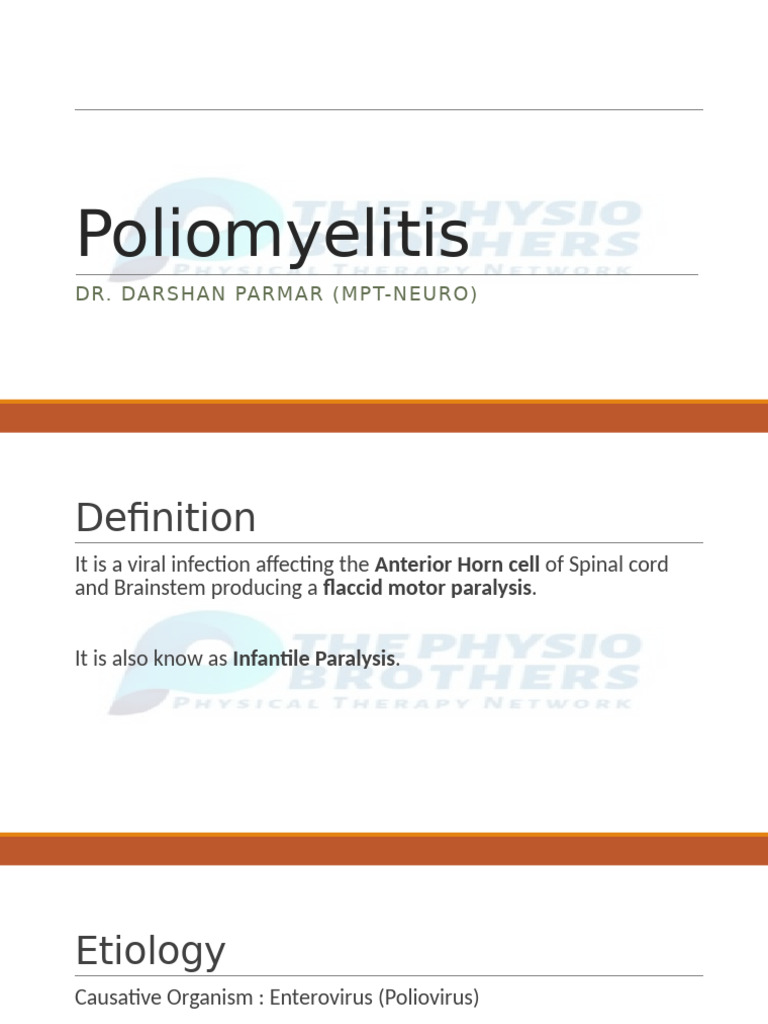 Poliomyelitis 230626134355 E6efd9a9 | PDF | Diseases And Disorders | Clinical Medicine