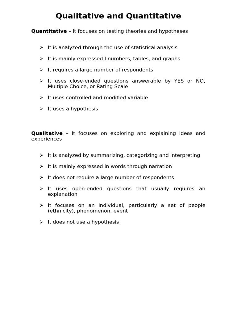 Qualitative and Quantitative | PDF