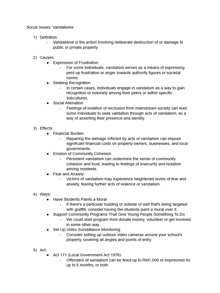 Understanding Vandalism: Causes and Effects | PDF | Vandalism | Social ...