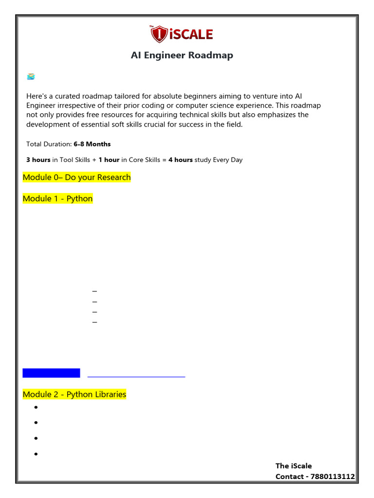 AI Engineer Road Map 2024 | PDF | Support Vector Machine | Linear ...