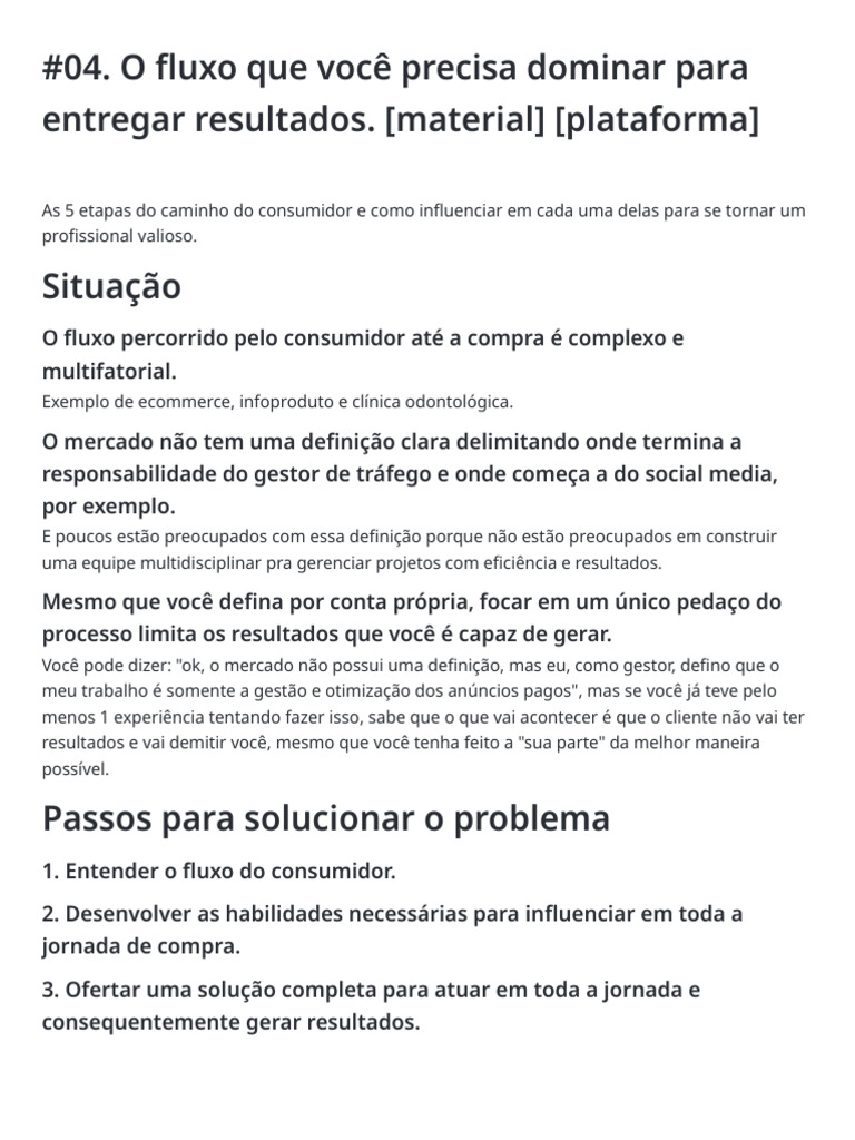 #04 O Fluxo Que Você Precisa Dominar para Entregar Resultados Material ...
