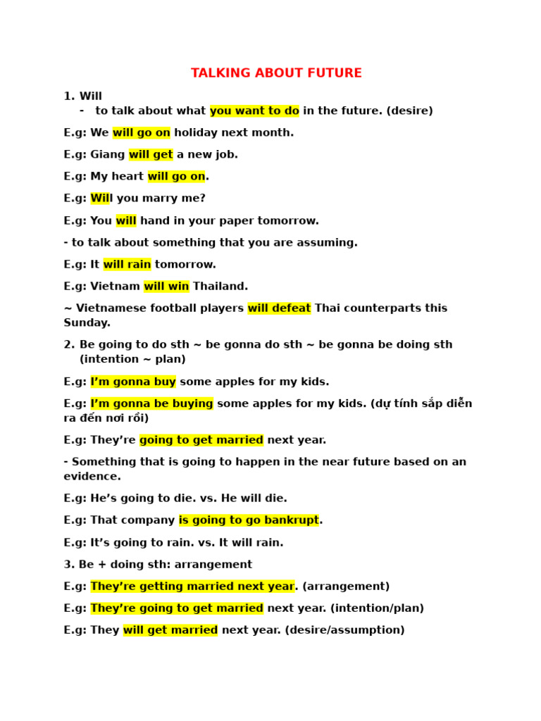 Future Plans and Intentions Explained | PDF