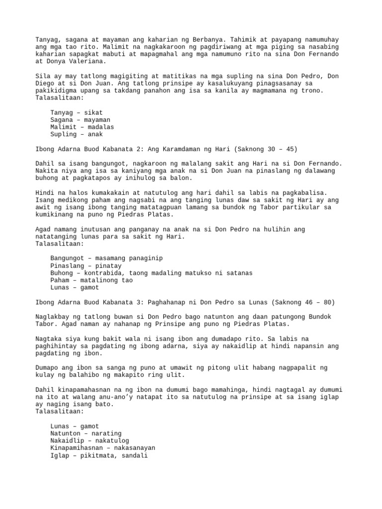 Ibong Adarna Script | PDF