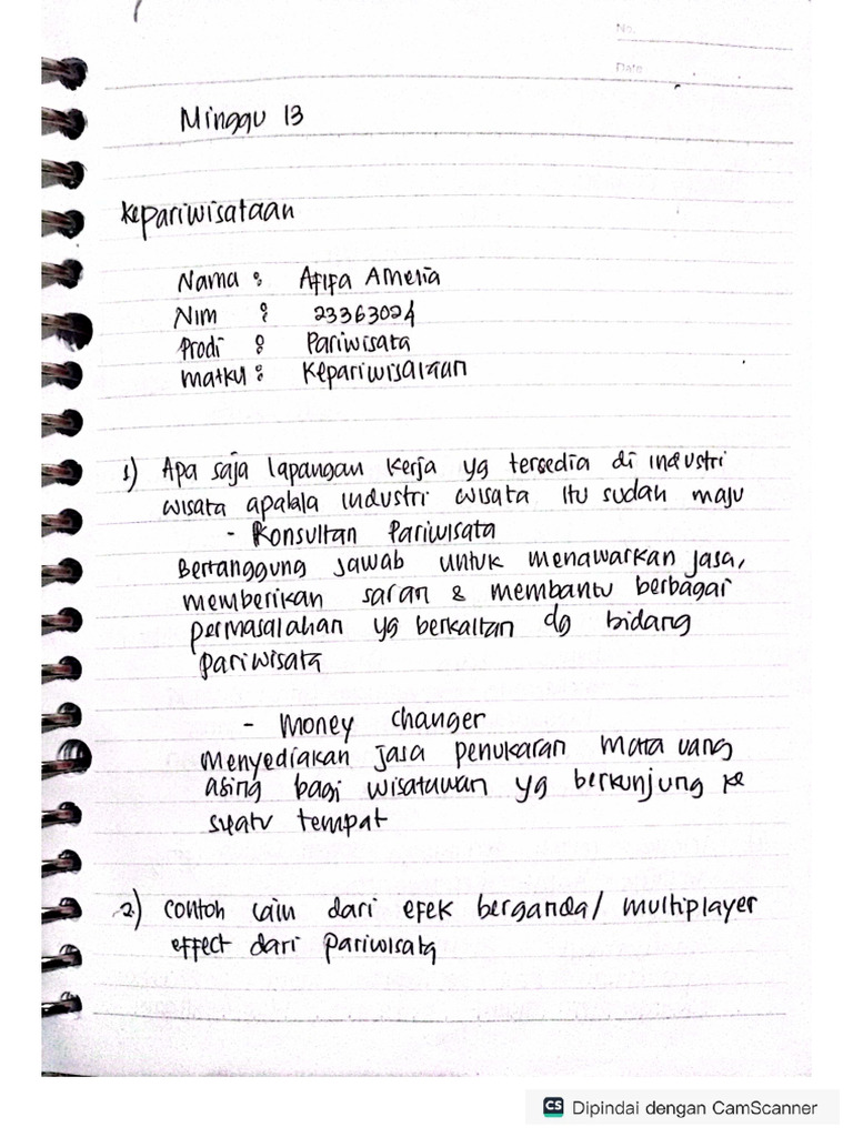 Afifa Amelia_23363024_Tugas Kepariwisataan Minggu ke 13 | PDF